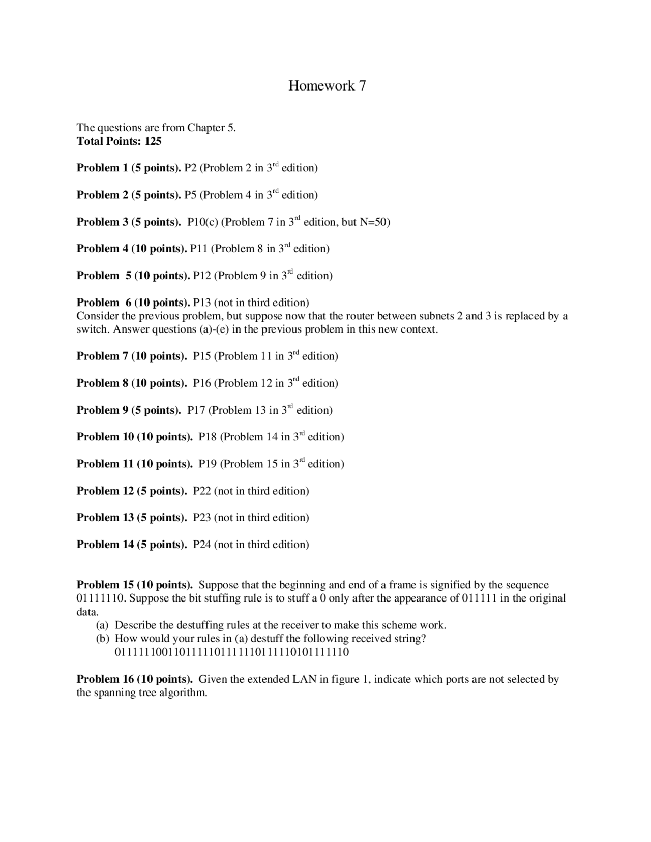 Questions For Homework 7 Computer Networks Cnt 5106c Docsity
