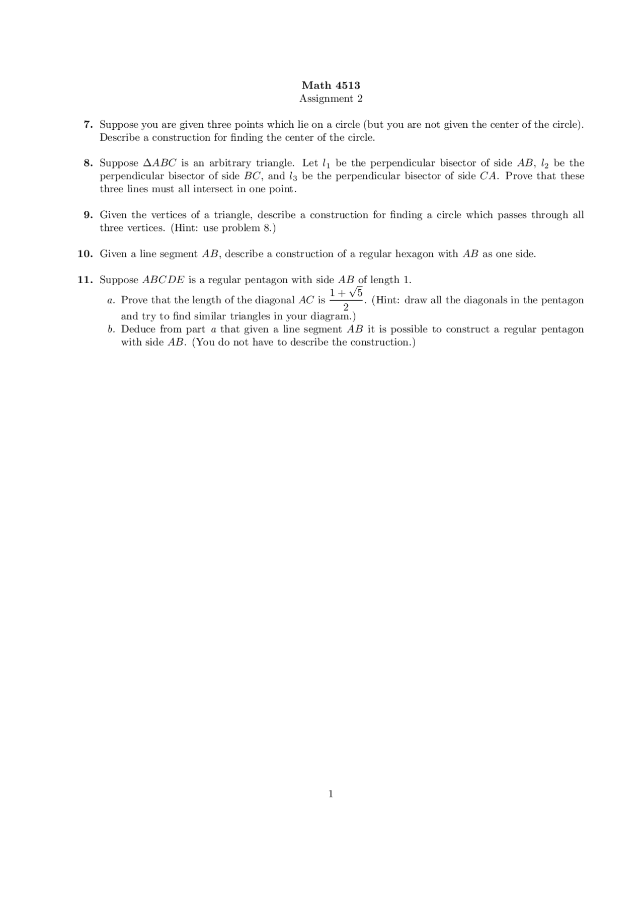 Practice Questions For Assignment 2 Senior Mathematics Seminar Math 4513 Docsity
