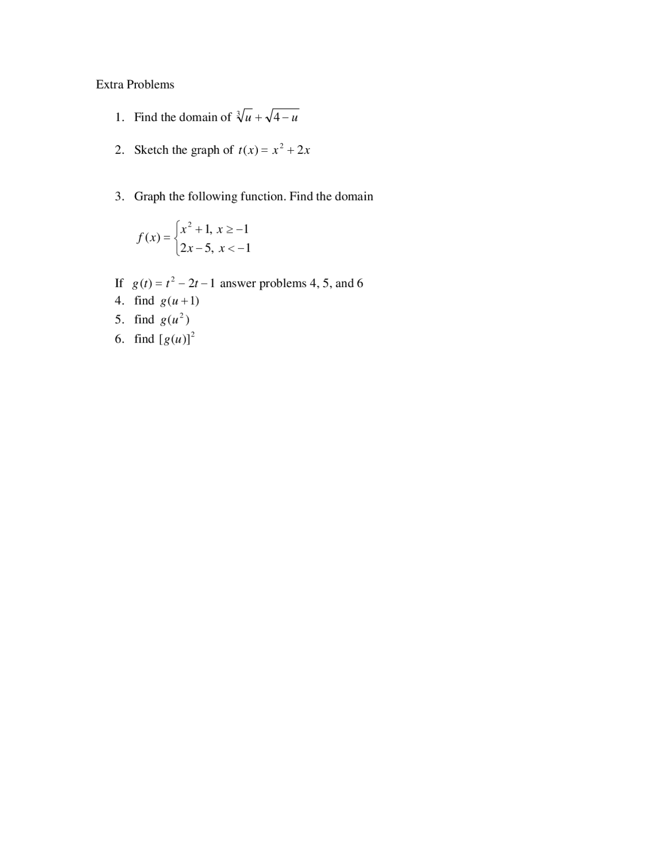 6 Unsolved Problem On Survey Of Calculus Math 117 Docsity