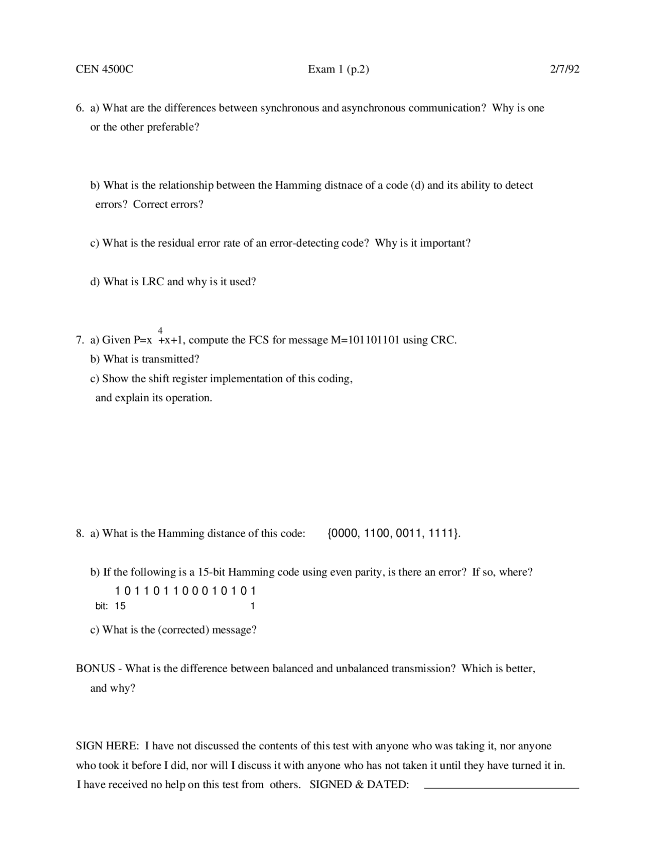 Computer Networks Fundamentals Exam 1 Cen 4500 Docsity