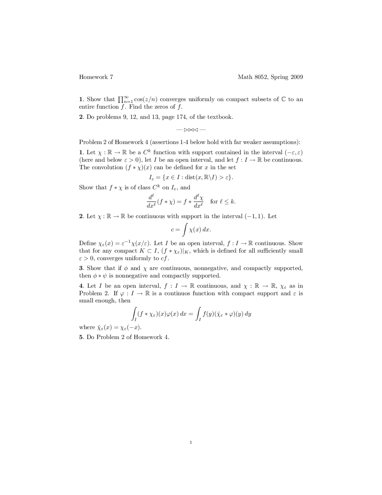 Homework 7 Practice Problems On Functions Of A Complex Variable Math