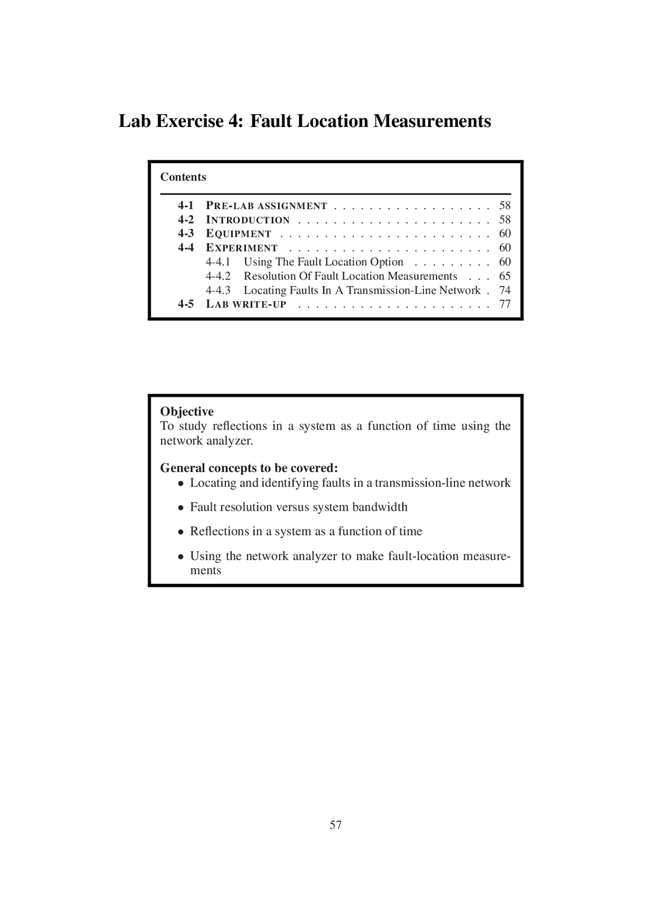 Fault Location Measurements - Lab Exercise 4 | EECS 230 | Assignments Guiding Electromagnetic ...