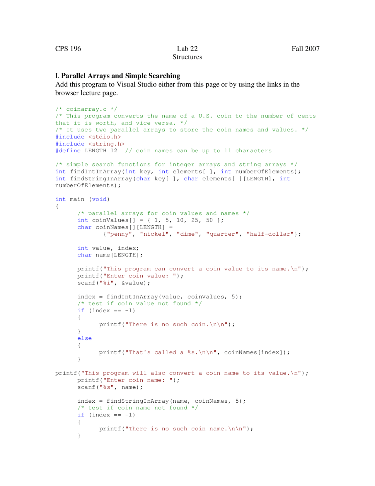 Lab 22 Structures Introduction To Computer Programming Cps 196 Docsity