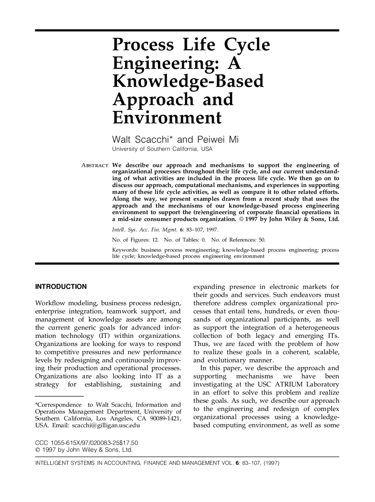 Process Life Cycle Engineering: A Knowledge-Based Approach and ...