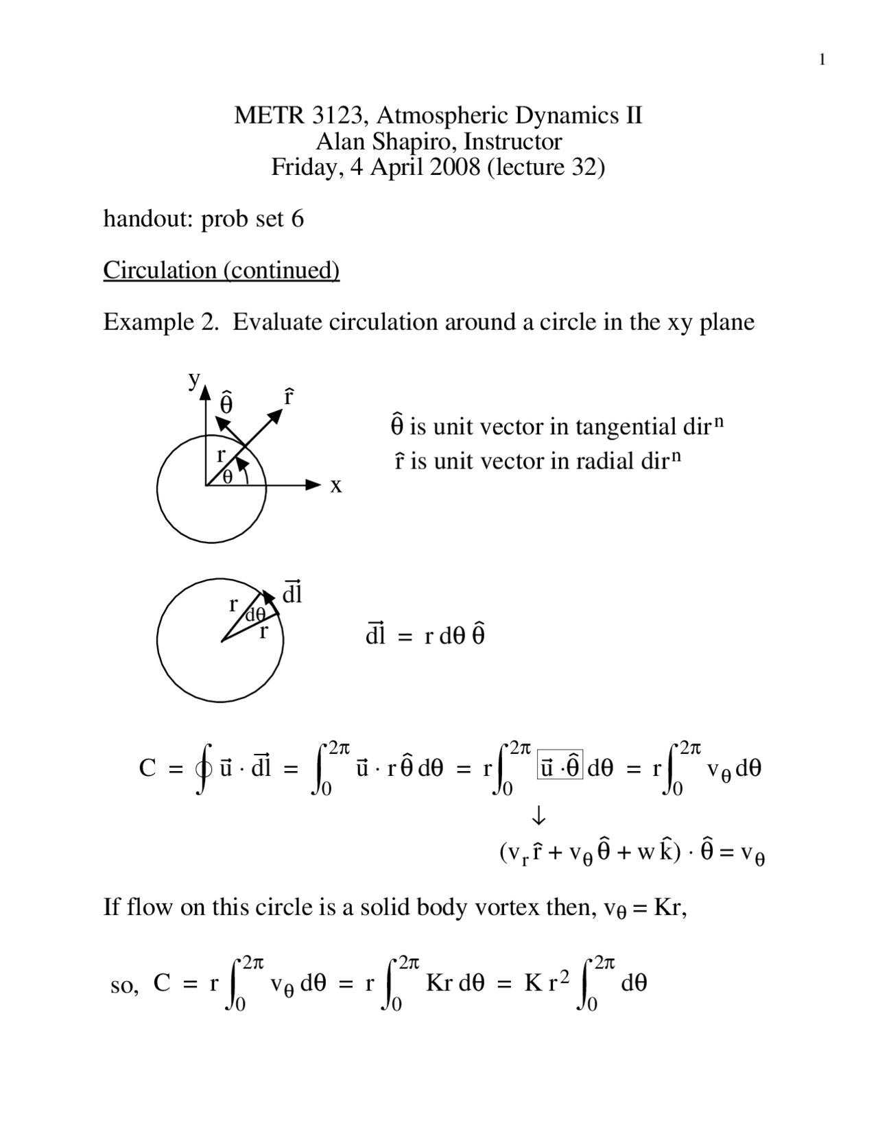 Notes On Circulation Atmospheric Dynamics Ii Metr 3123 Docsity