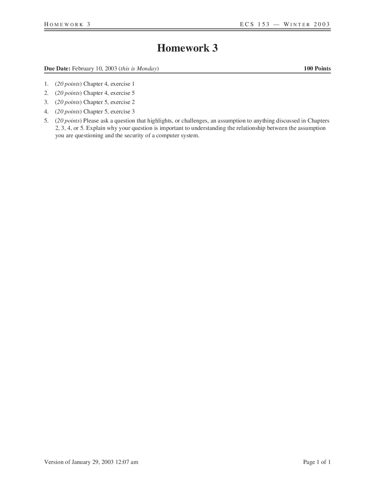 Computer Security Homework 3 Exercises Ecs 153 Docsity 