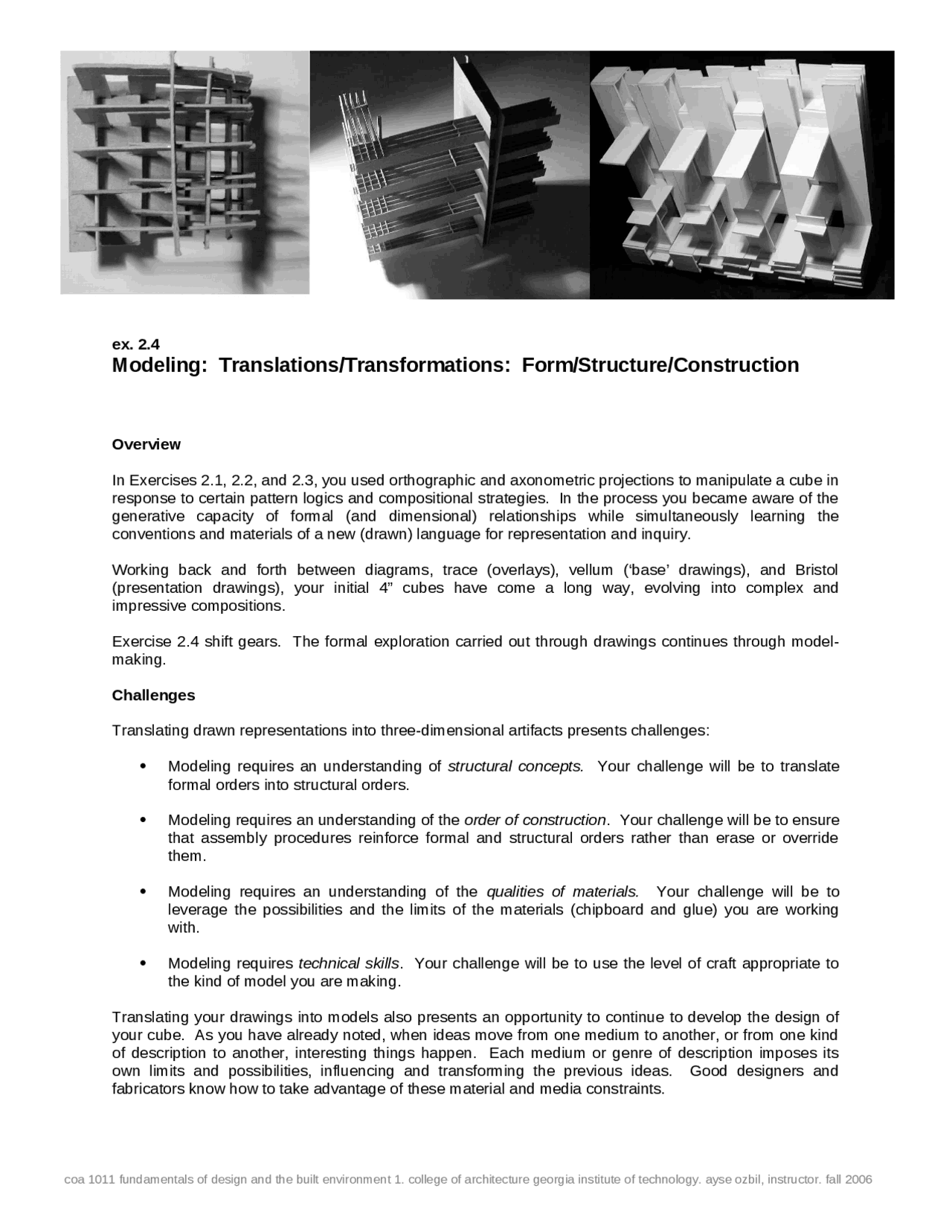 Overview of Modeling in Transformations - Paper | COA 1011 - Docsity