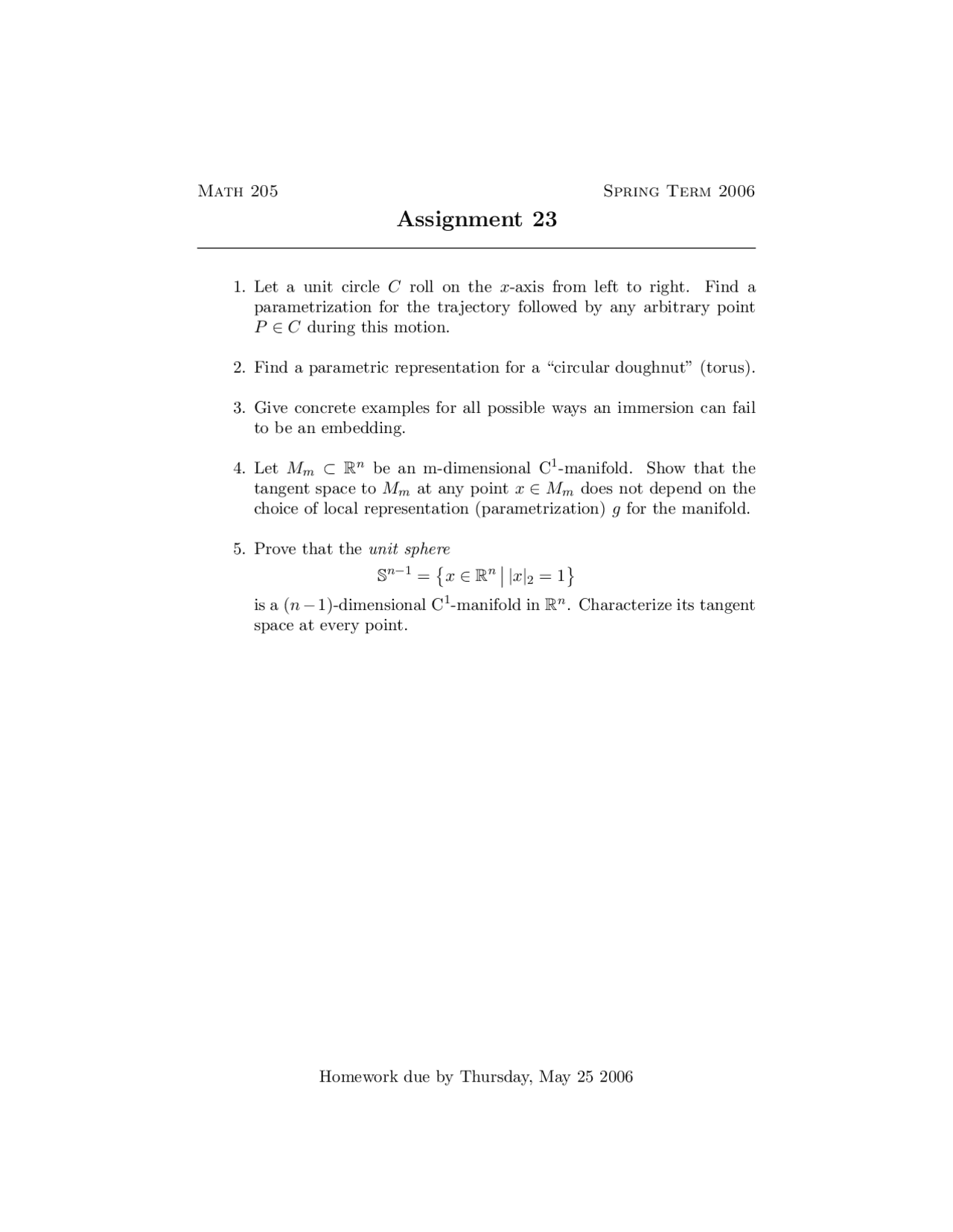 Introduction Graduate Analysis Homework 13 Questions Math 205 Docsity