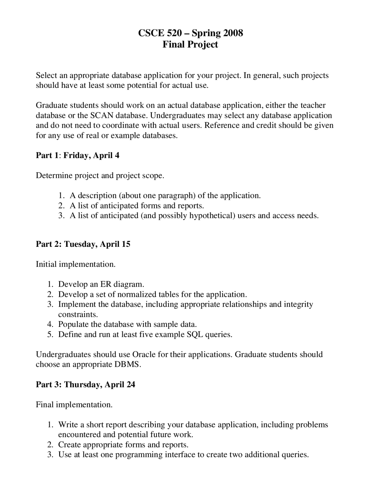 Final Project Report - Database System Design | CSCE 520 - Docsity