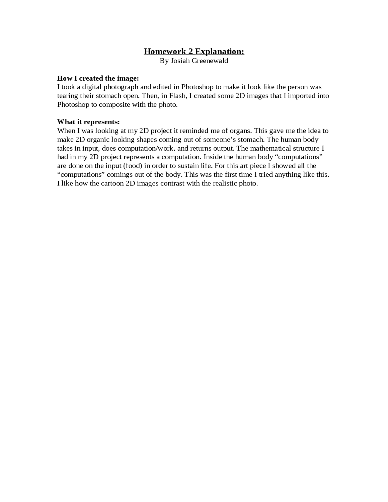 Homework 2 Explanation - Aesthetic Computing | CAP 6402 - Docsity