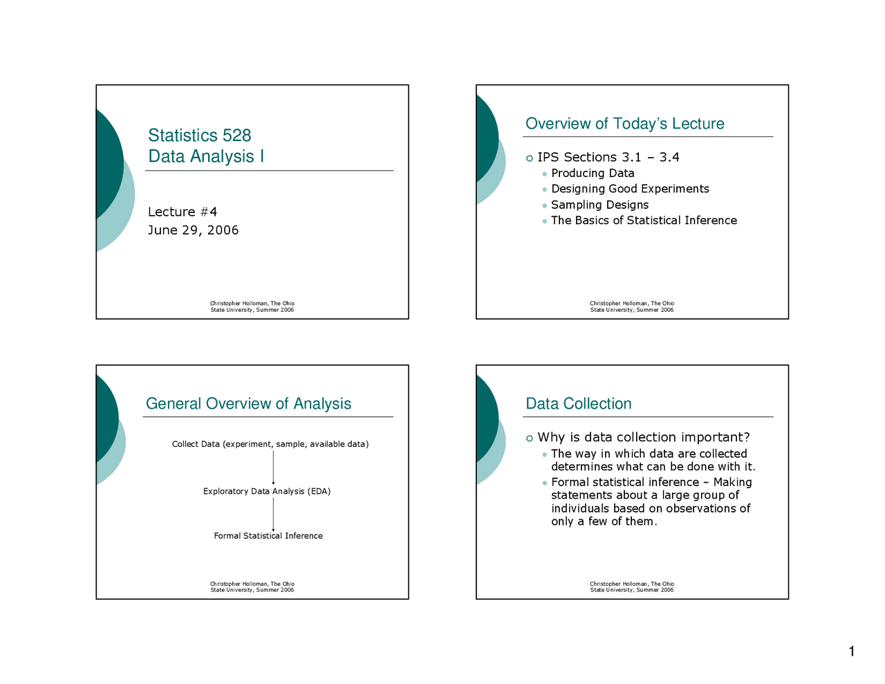 Data Collection Observation Experiment Lecture Slides Stat 528