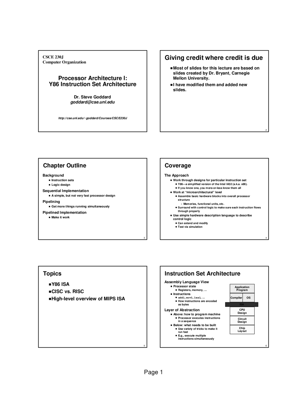 Processor Architecture L Computer Organization Examination Csce