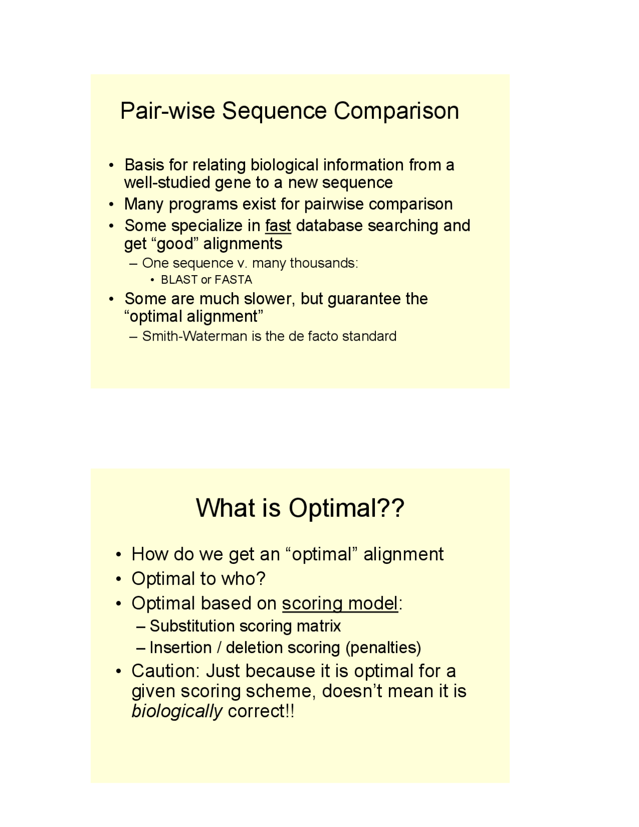 Pairwise Sequence Comparison Slides Bme 110 Docsity