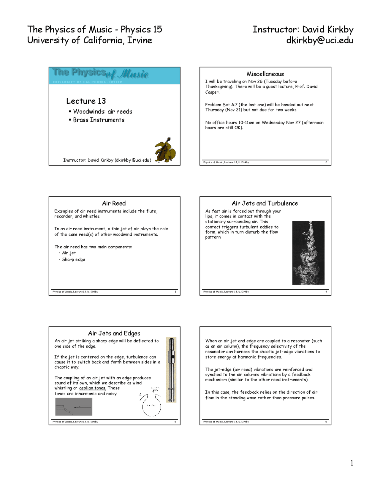 Woodwinds: air reeds, Brass Instruments | Physics 15 - Docsity