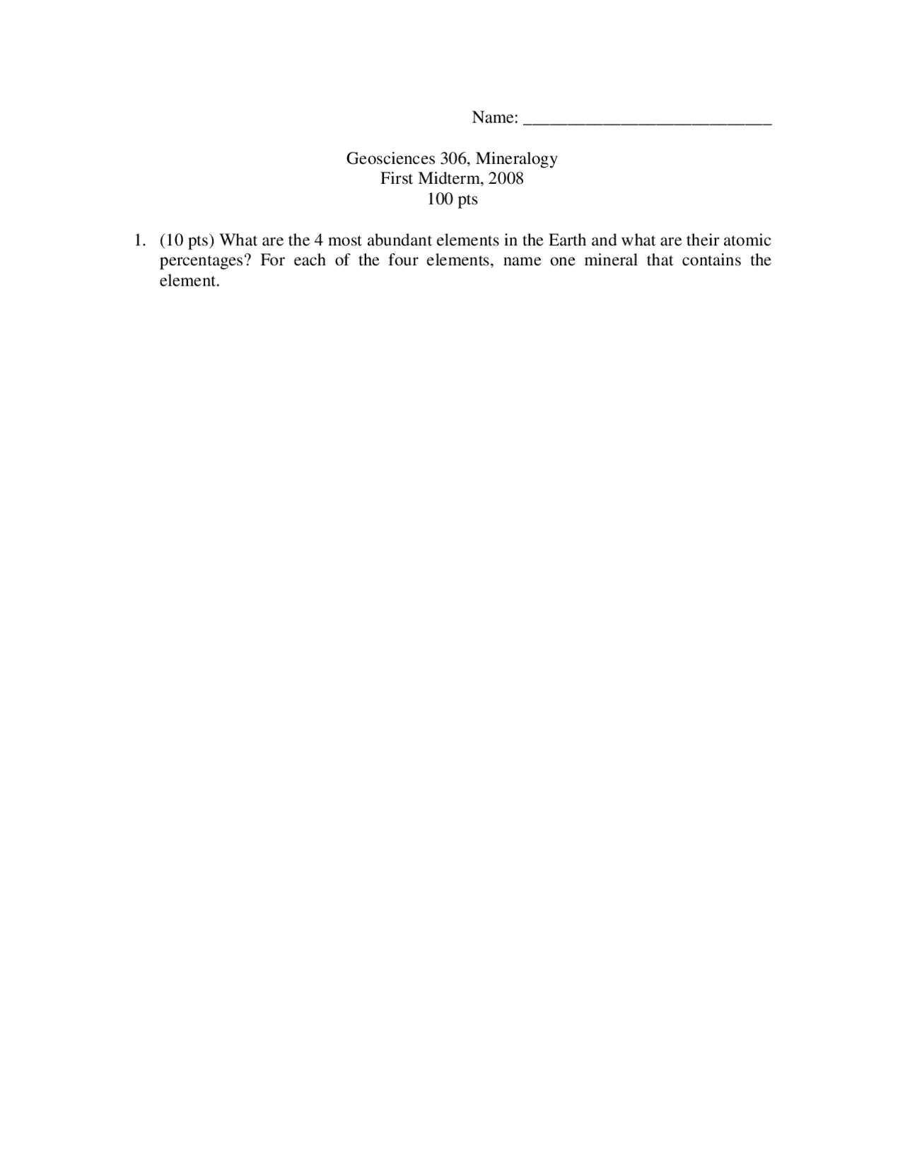 5 Questions Of Mineralogy Midterm Geos 306 Exams Mineralogy And