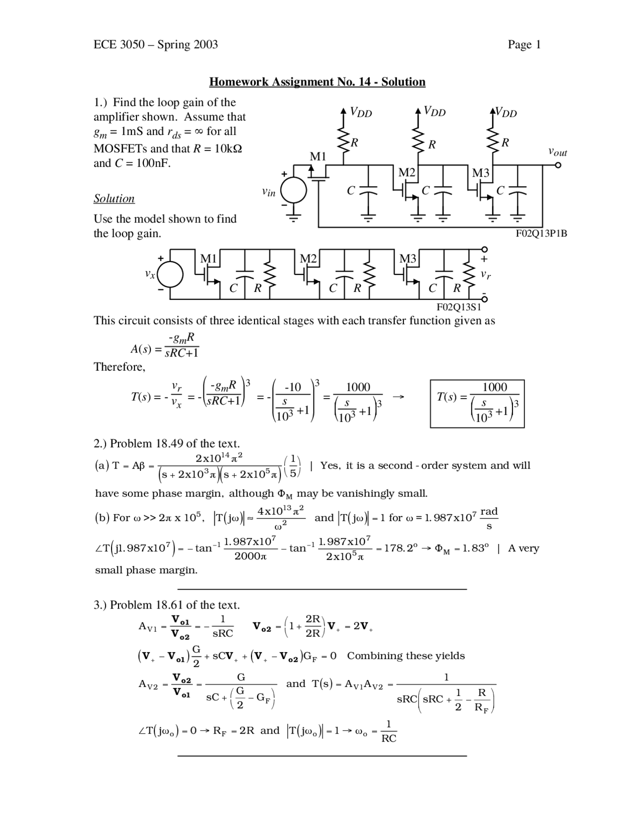 5 Problems Solved By Second Order System Homework Ece 3050 Docsity