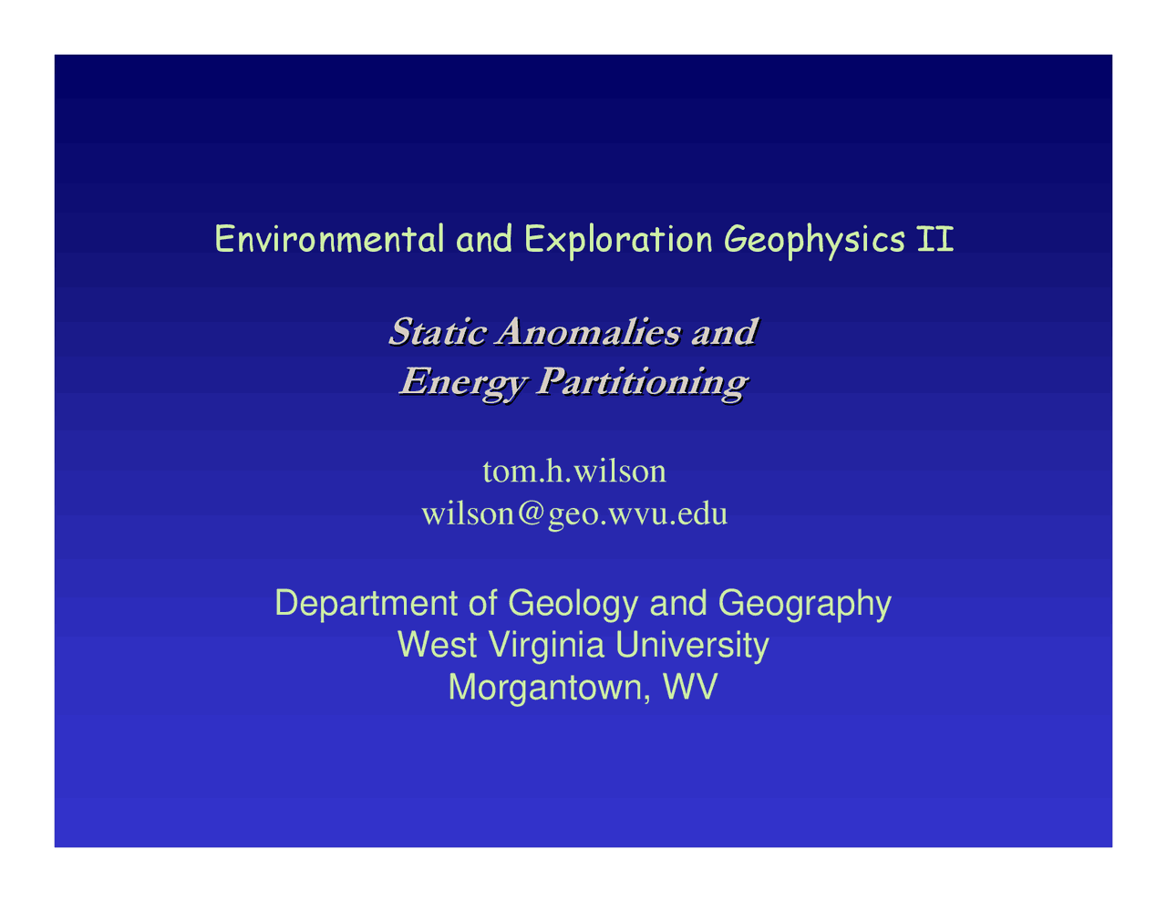 Slides For Static Anomalies And Energy Partitioning Geol 554 Docsity