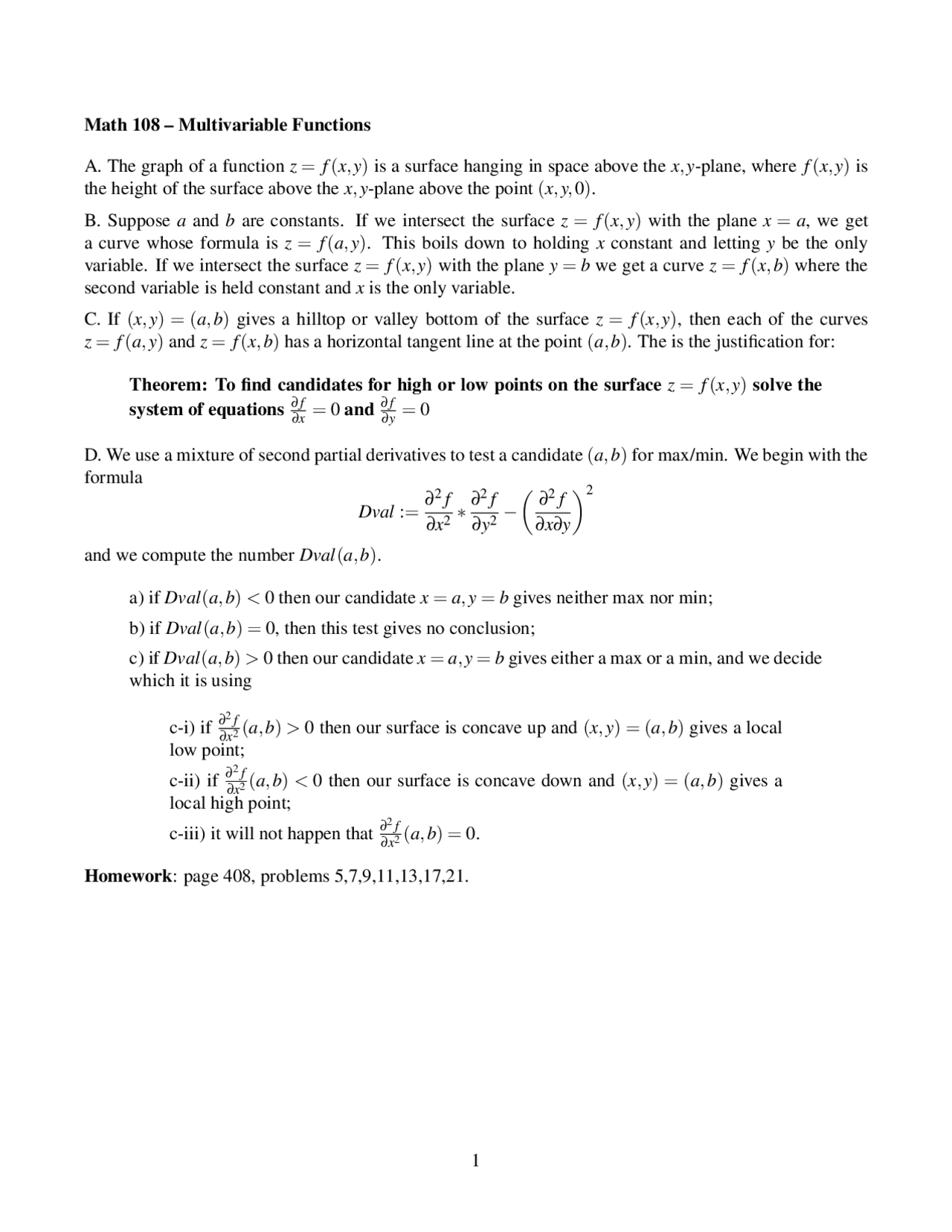 Multivariable Functions, Calculus: Concept and Applications | MATH 108 ...