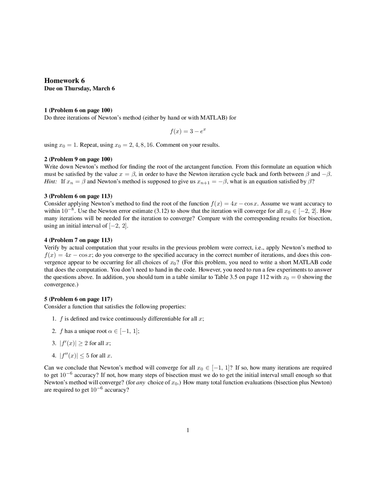 Practice Problem Set 6 Numerical Analysis Computation Cot 4501 Docsity