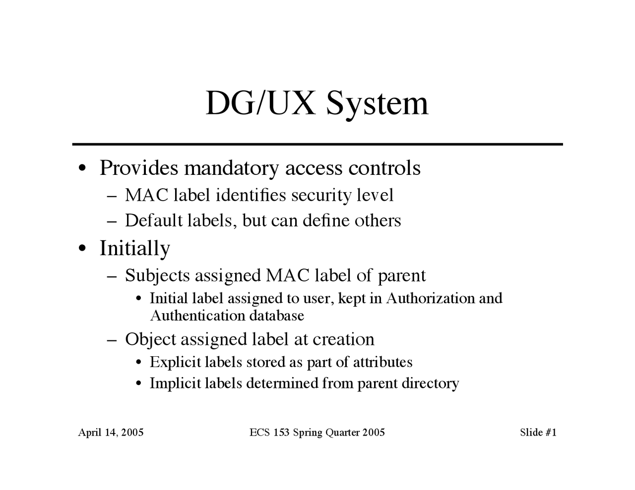 DG and UX System - Computer Security - Notes | ECS 153 | Study notes ...