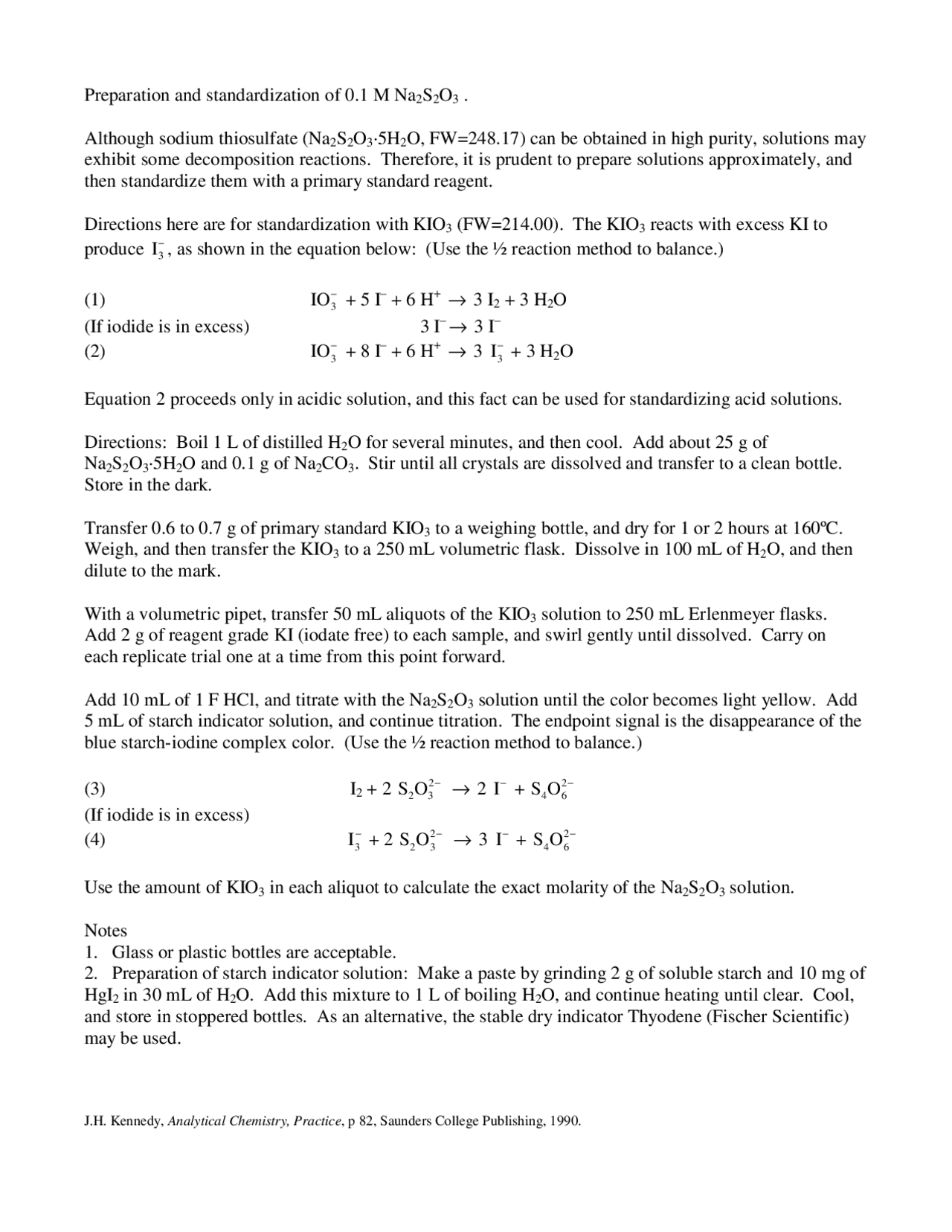Notes On Preparation And Standardization Of Analytical Chemistry Chem
