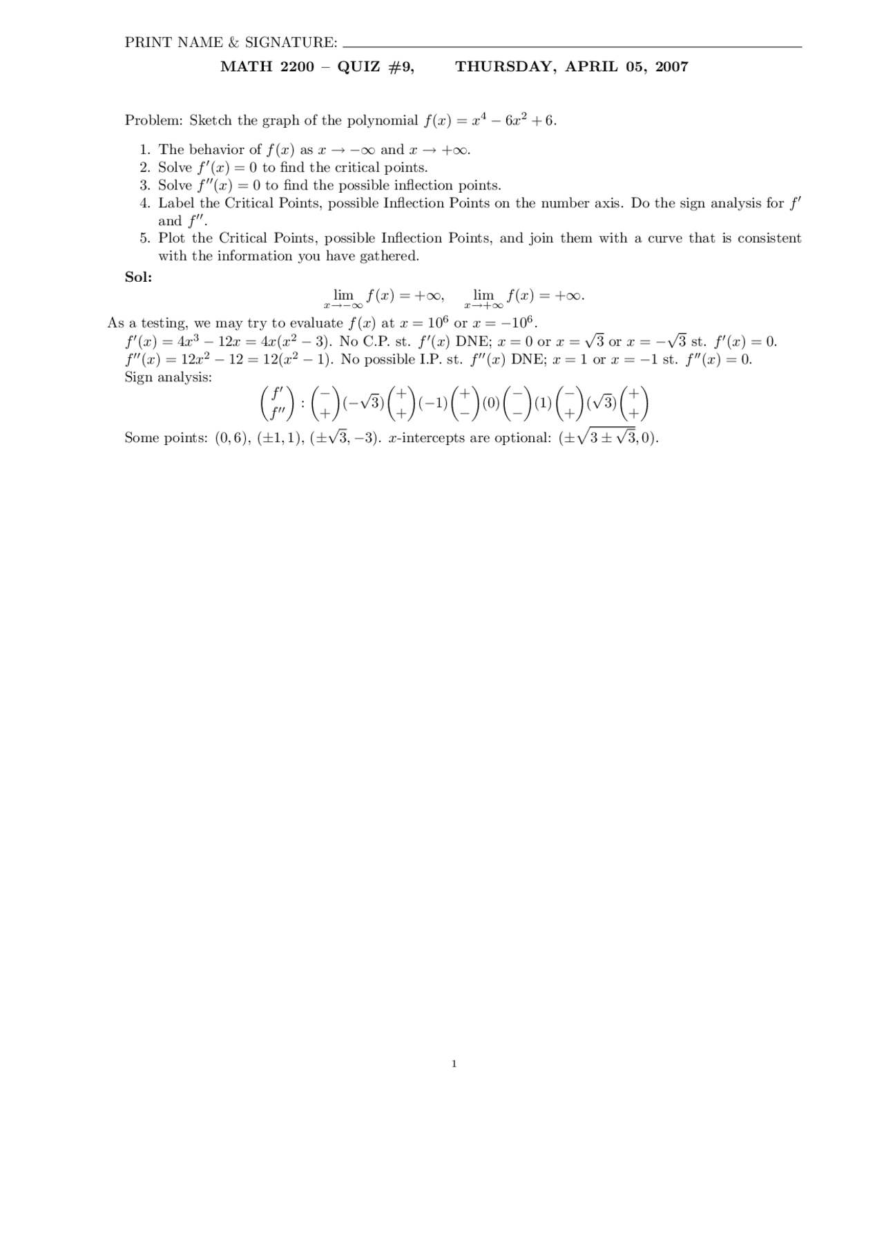 Quiz 9 Questions With Solutions Analytic Geometry And Calculus Math