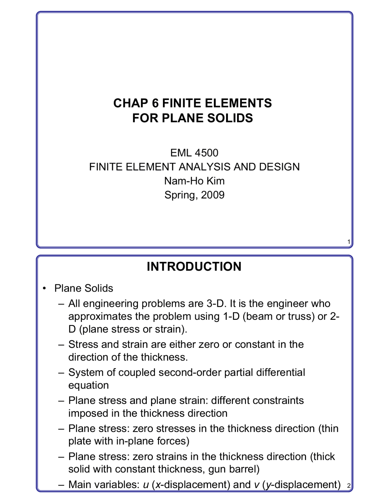 Finite Elements For Plane Solids Lecture Slides Eml 4500 Docsity