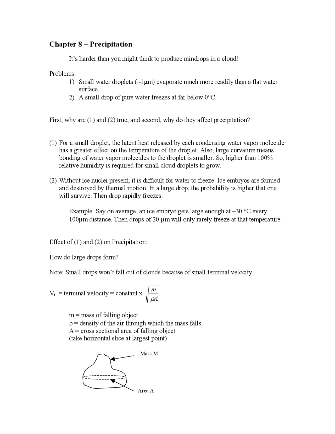 Precipitation Introduction To Weather Notes Met 1010 Docsity