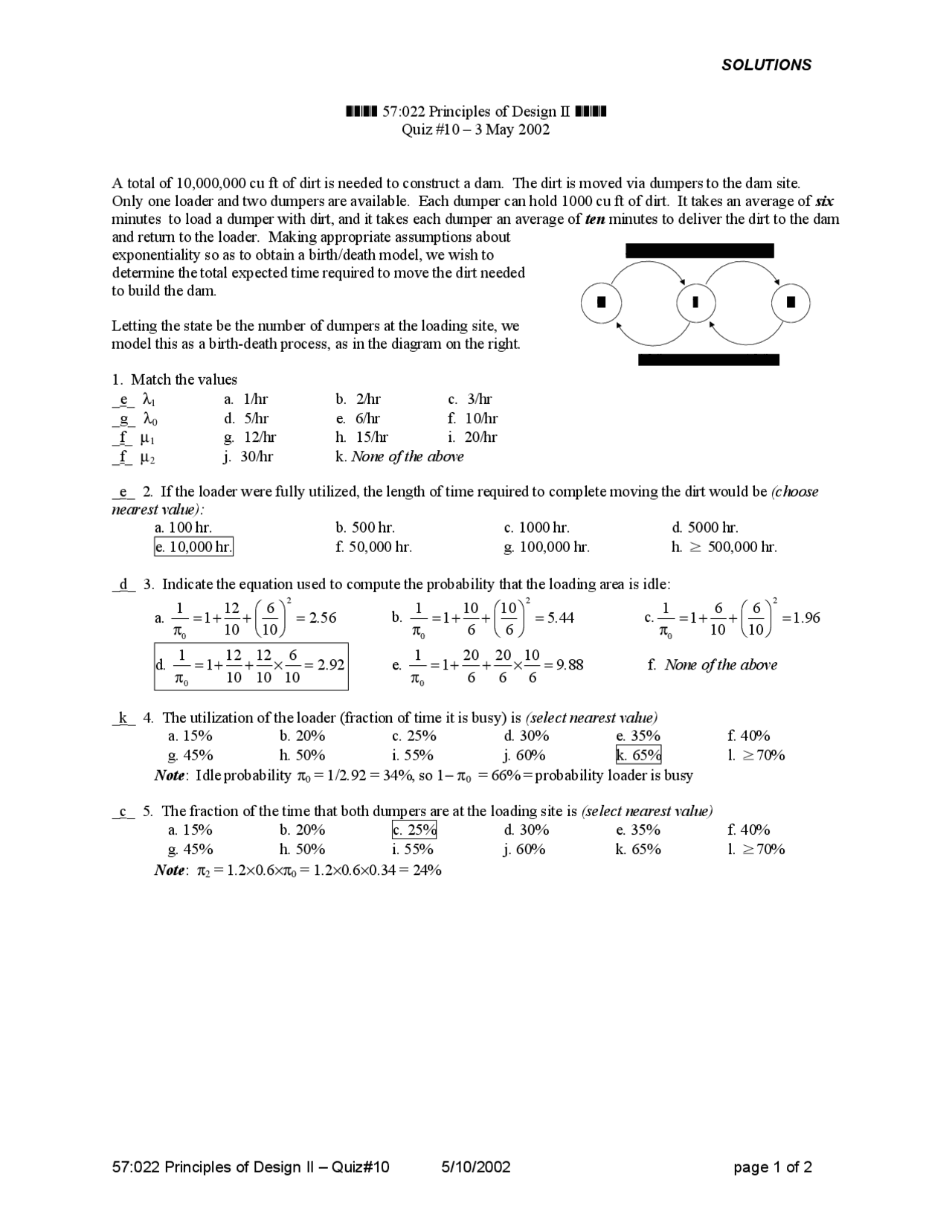 Quiz 10 Solutions For Principles Of Design Ii 000 000 Docsity