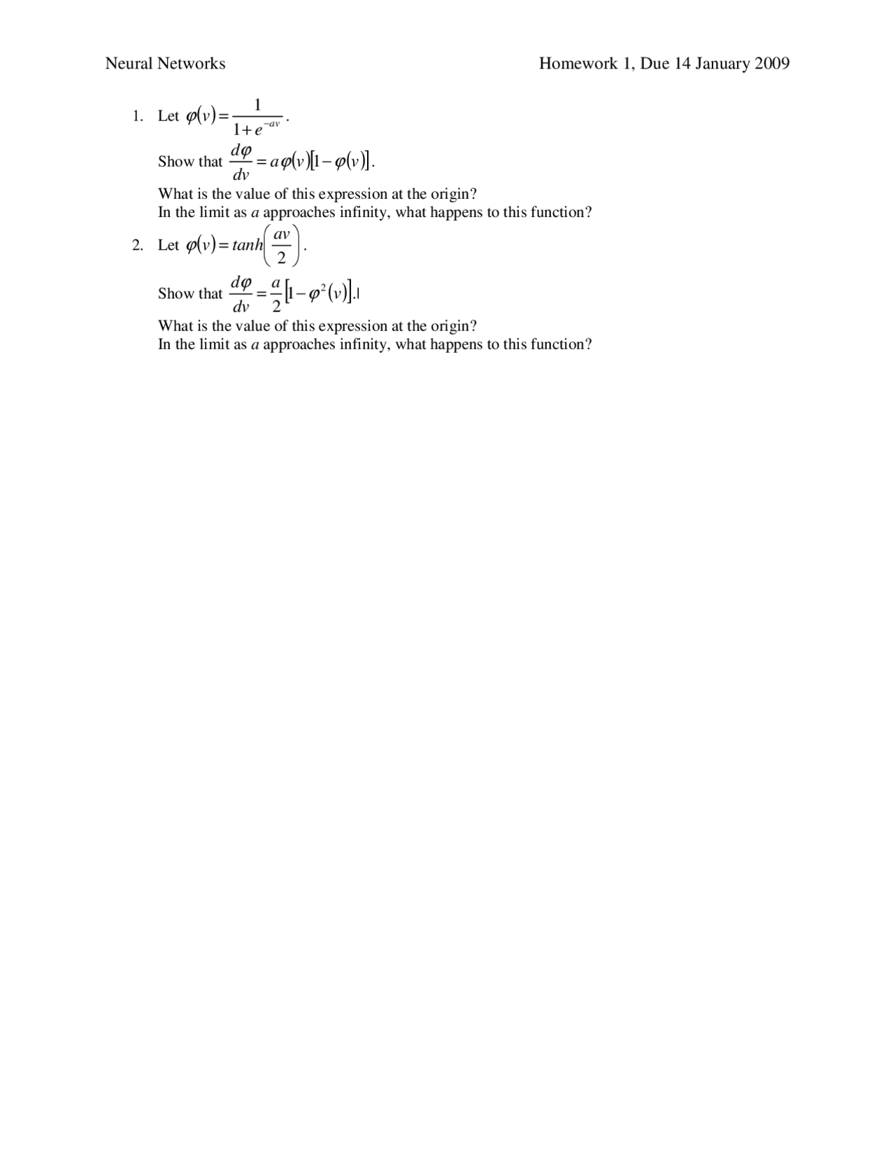Neural Networks Problem Set 1 Cap 6615 Docsity