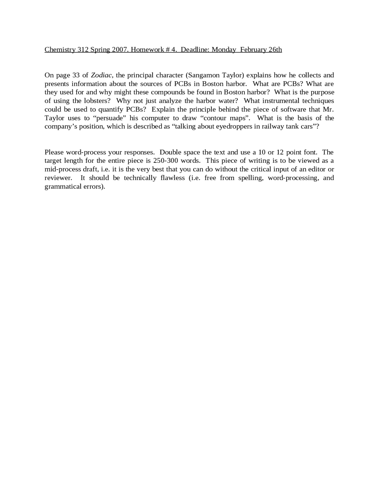 Questions For Assignment 4 Analytical Chemistry Chem 312 Docsity
