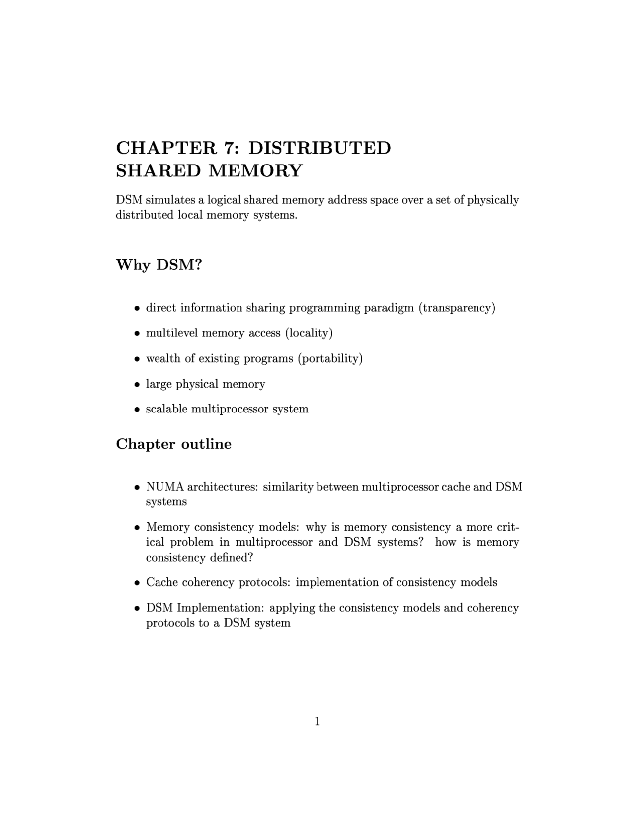 Introduction To The Distributed Shared Memory Cop 5615 Docsity