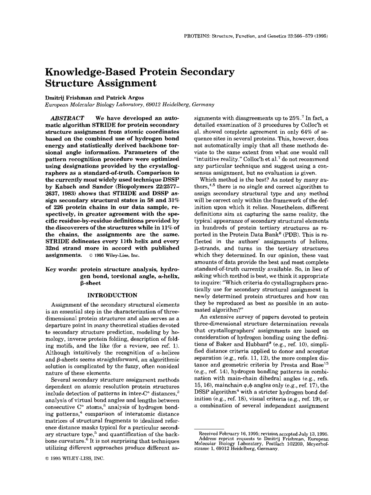 Knowledge Based Protein Secondary Structure Assignment Ecs 229 Docsity