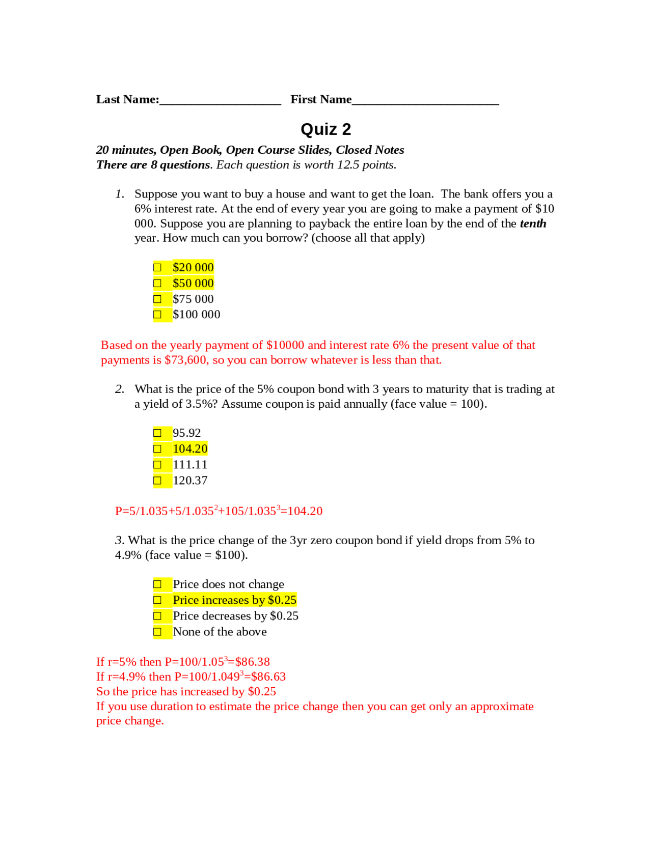 8 Solved Mcqs On Advanced Engineering Economy Quiz 2 Ein 6357 Docsity