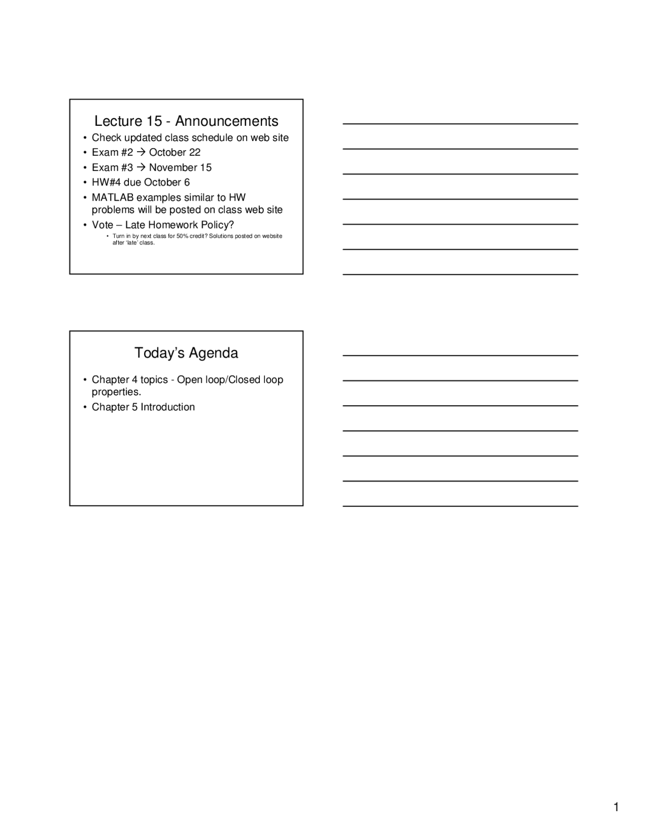 Open Loop And Closed Loop Properties Lecture Slides Eml 4312 Docsity