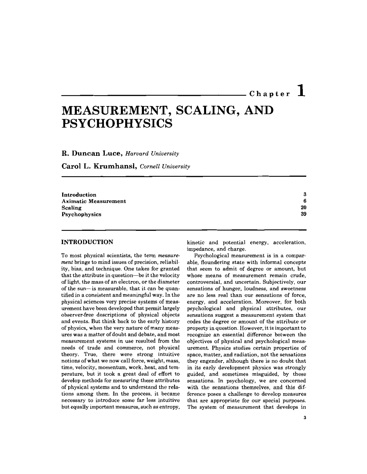 Measurement Scaling And Psychophysics Lecture Notes Arts 1 Docsity