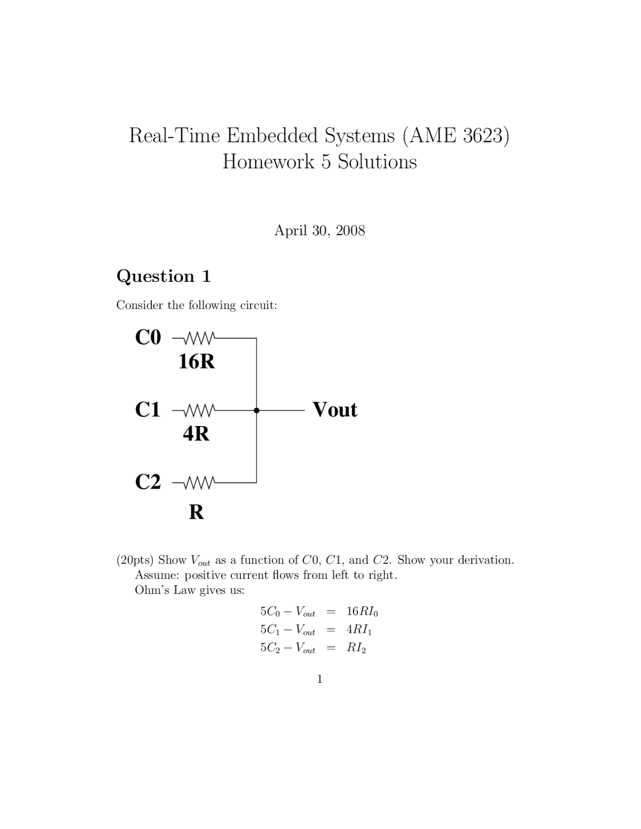 Embedded Real-Time Systems - Homework 5 Answers | AME 3623 | Assignments Aerospace Engineering ...