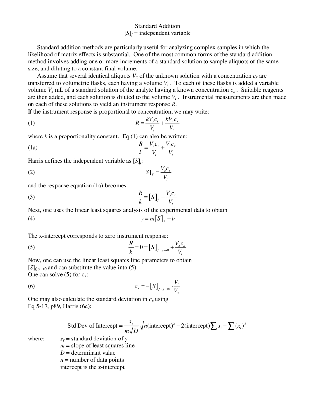 Standard Addition Methods - Analytical Chemistry | CHEM 222 - Docsity