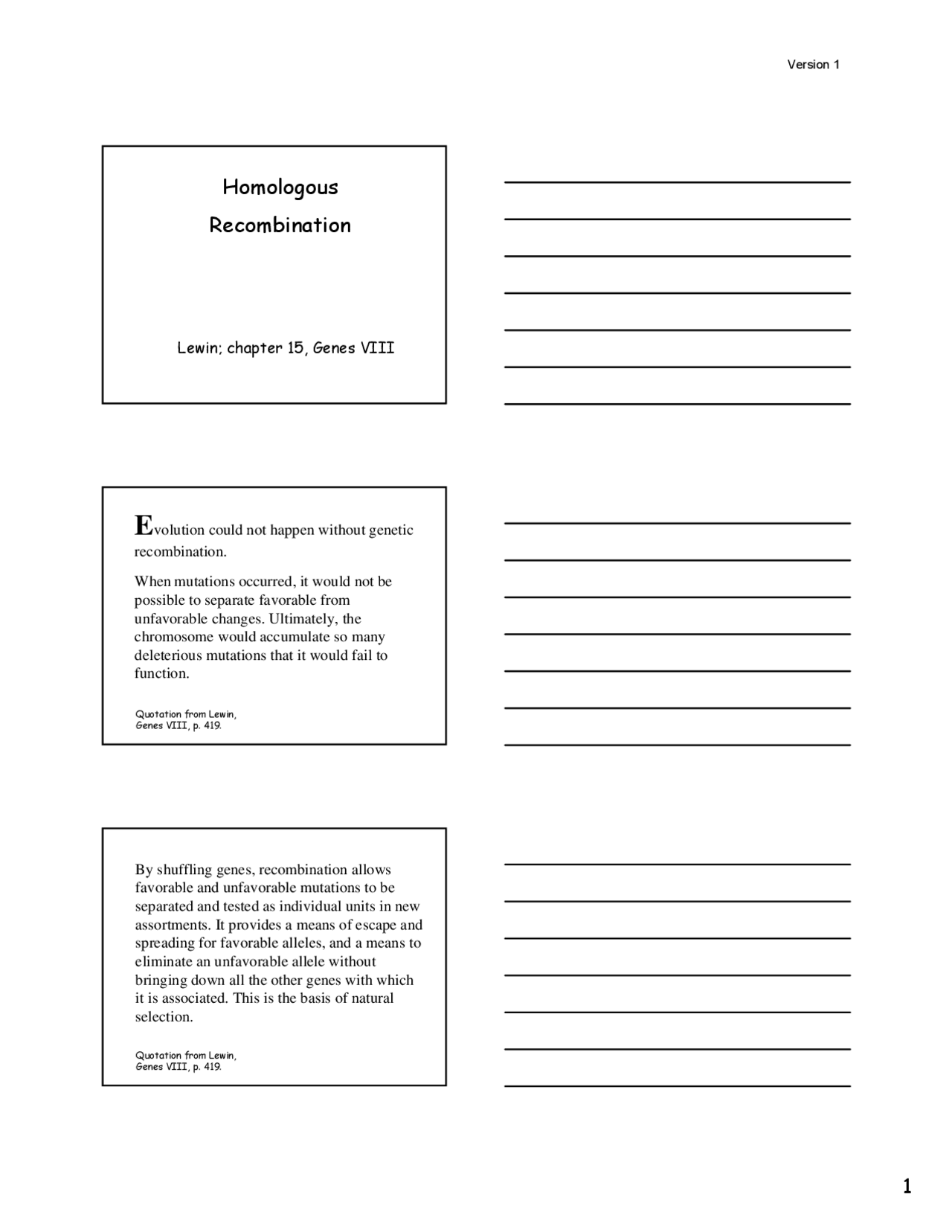 Homologous Recombination Lecture Slides Pcb 4522 Docsity
