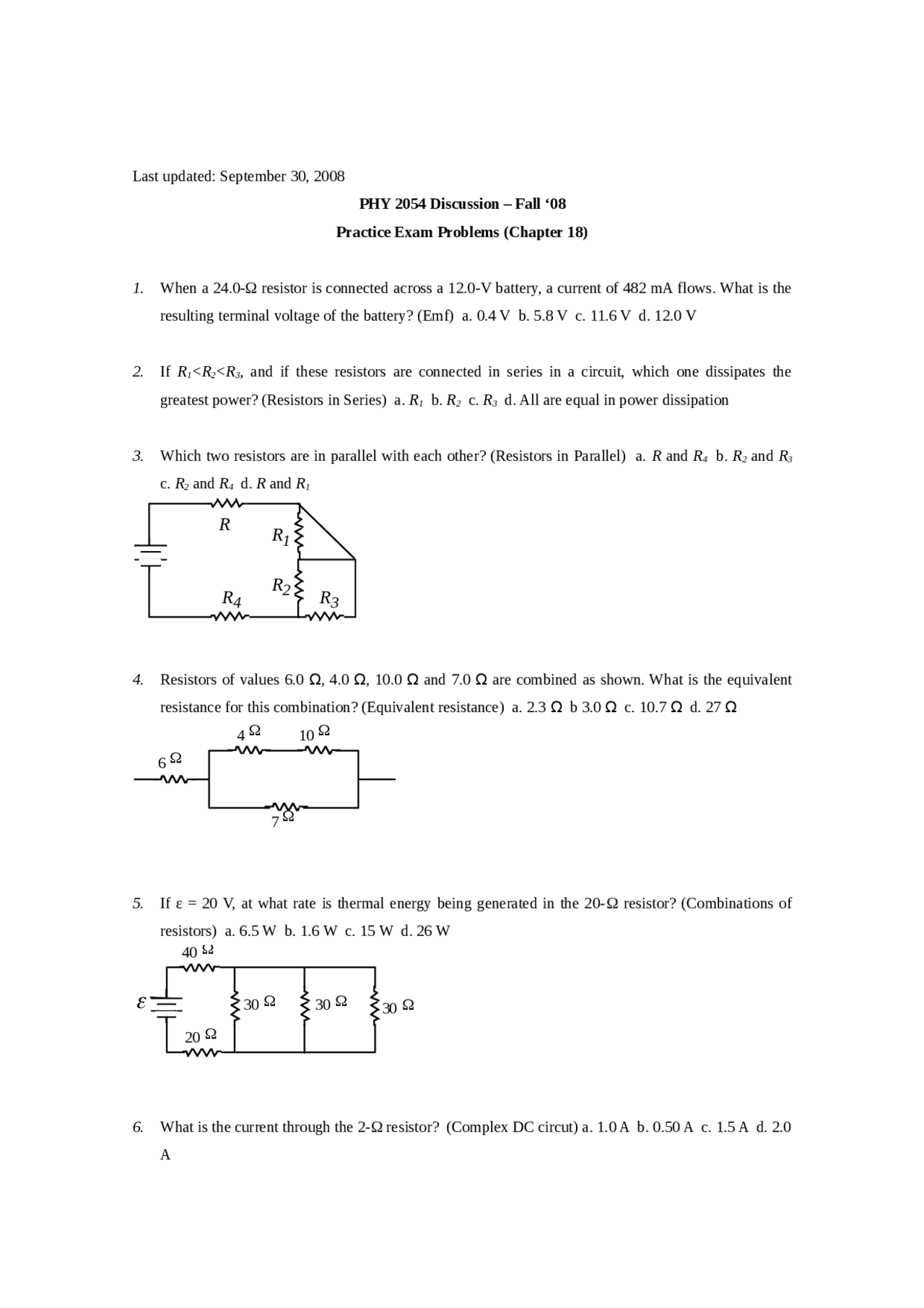 Practice Exam Problem Physics 2 Phy 2054 Docsity