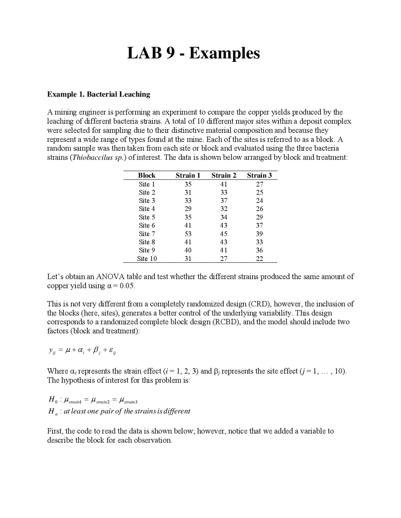 Bacterial Leaching - Laboratory 9 | STA 6166 - Docsity