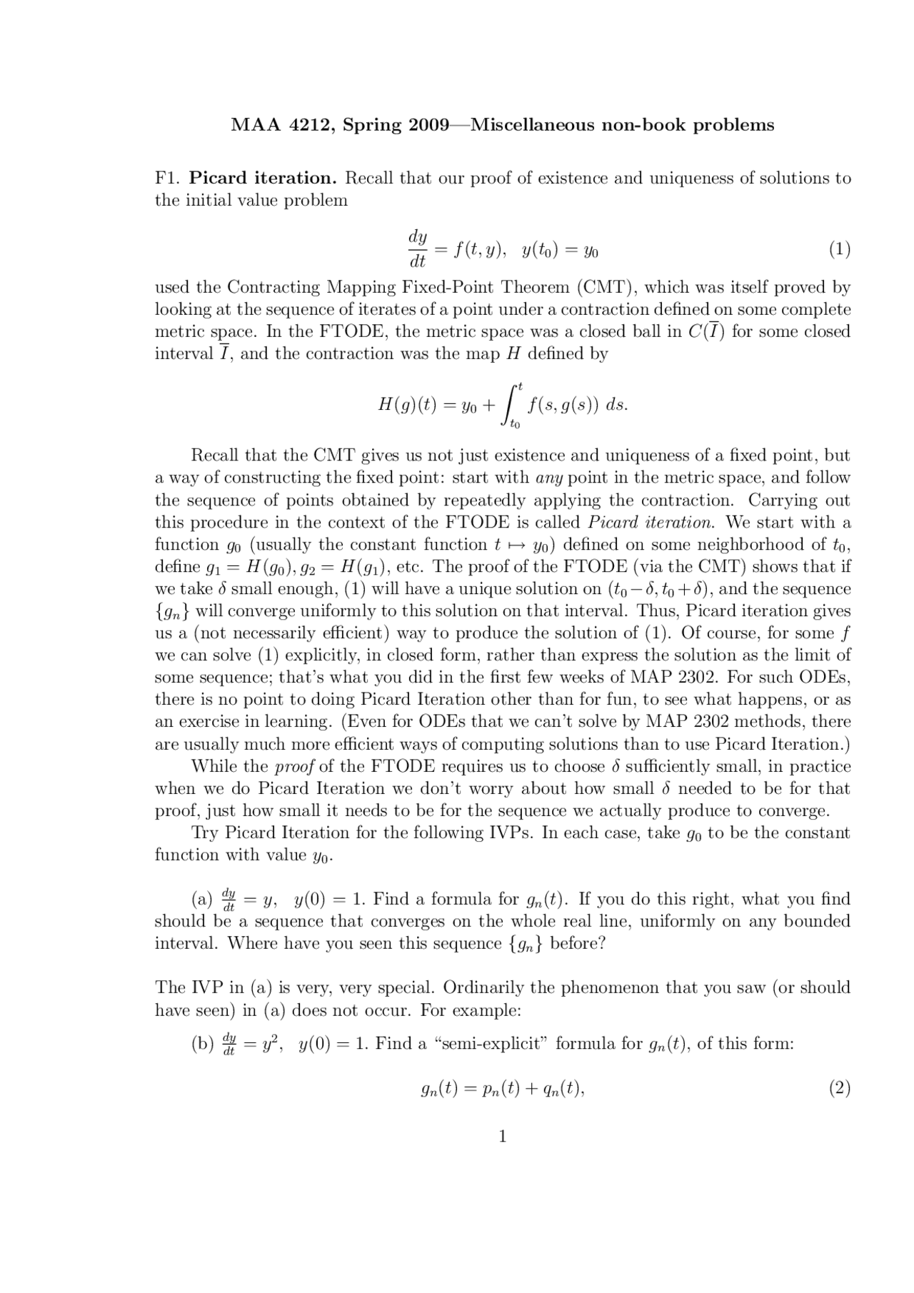 Practice Problems for Exam - Advanced Calculus 2 | MAA 4212 - Docsity