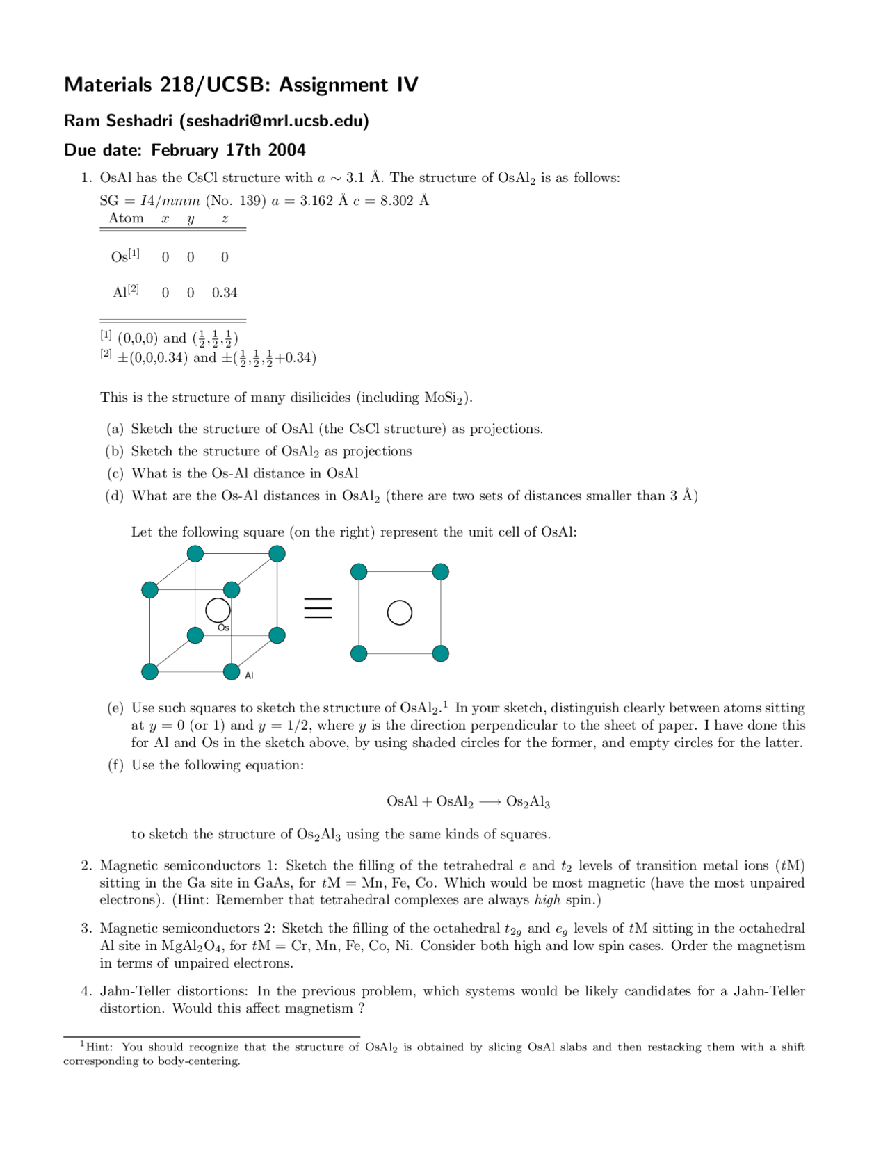 Homework 4 Introduction To Inorganic Materials Matrl 218 Docsity