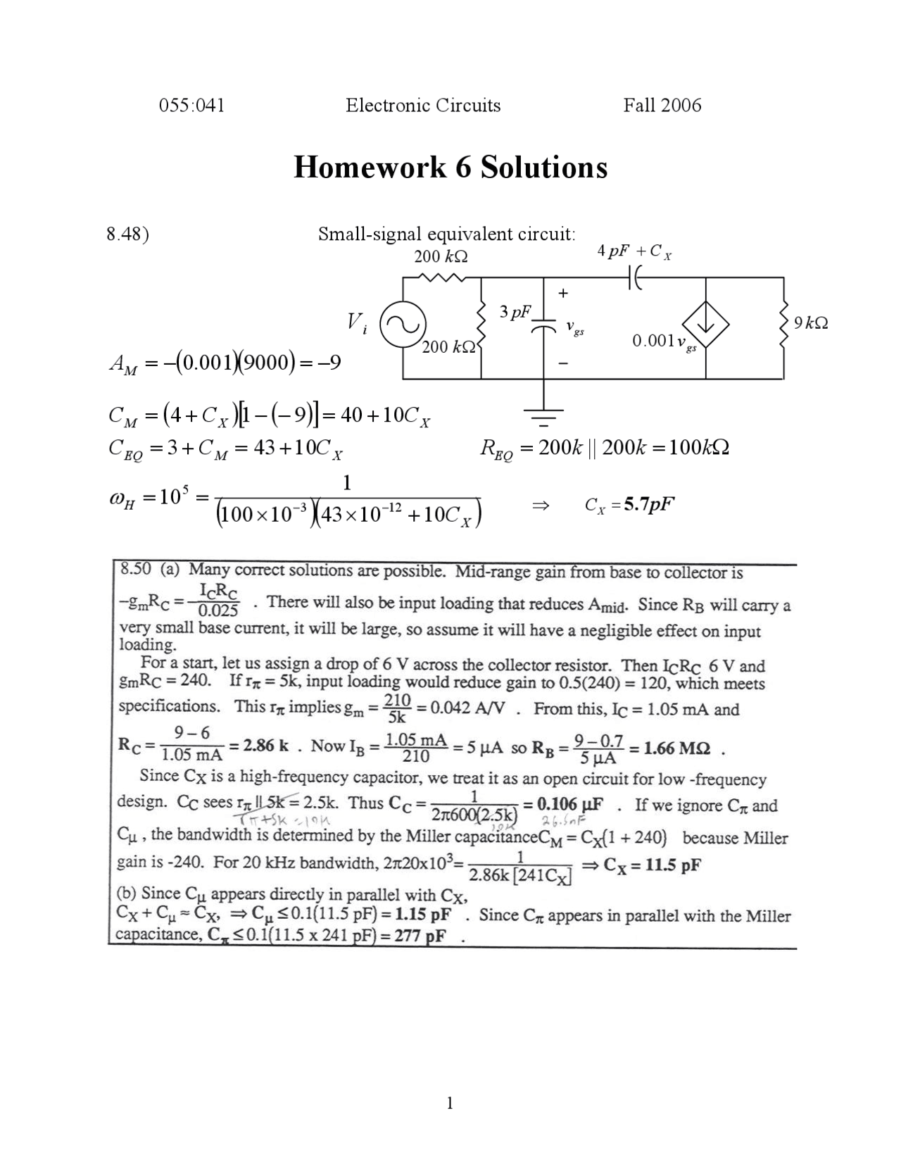 Electronic Circuits Homework 6 Solutions 055 041 Docsity