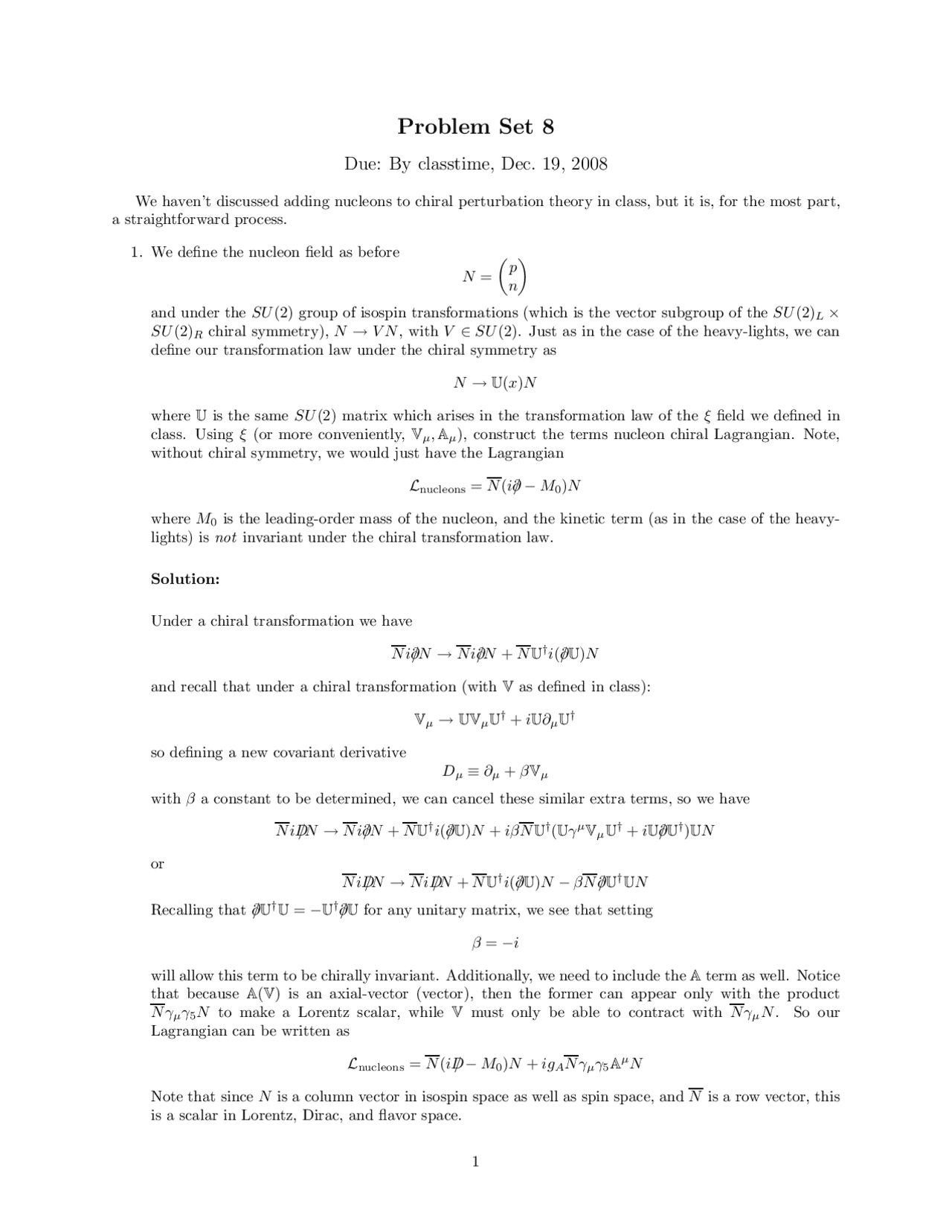 Problem Set 8 With Solution Nuclear And Particle Physics Phys 771
