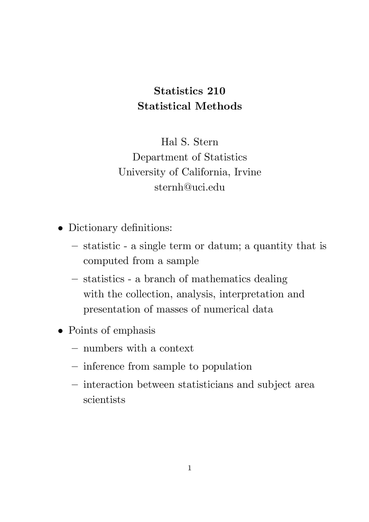 Outline On Statistics 210 Statistical Methods Business Strategy