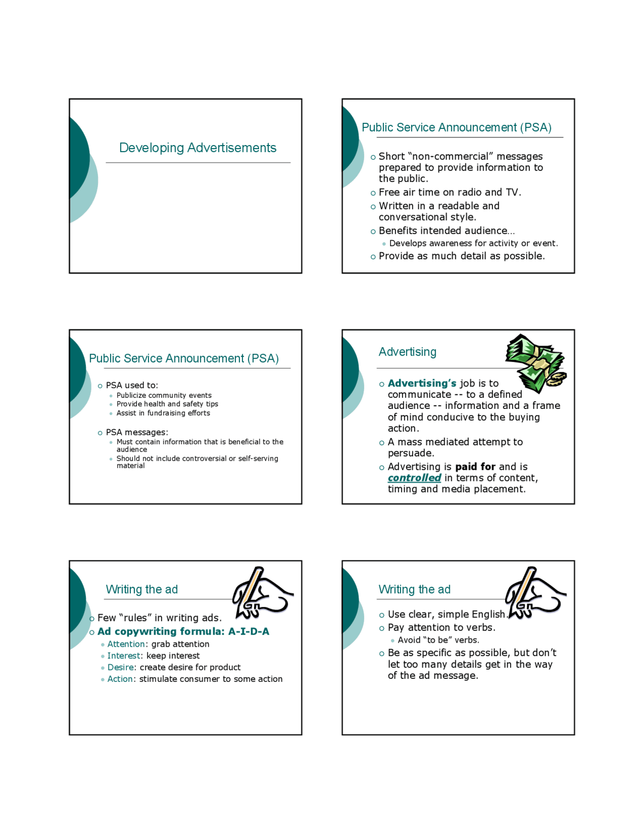 Lecture Slides On Developing Advertisements Aee 4031 Docsity