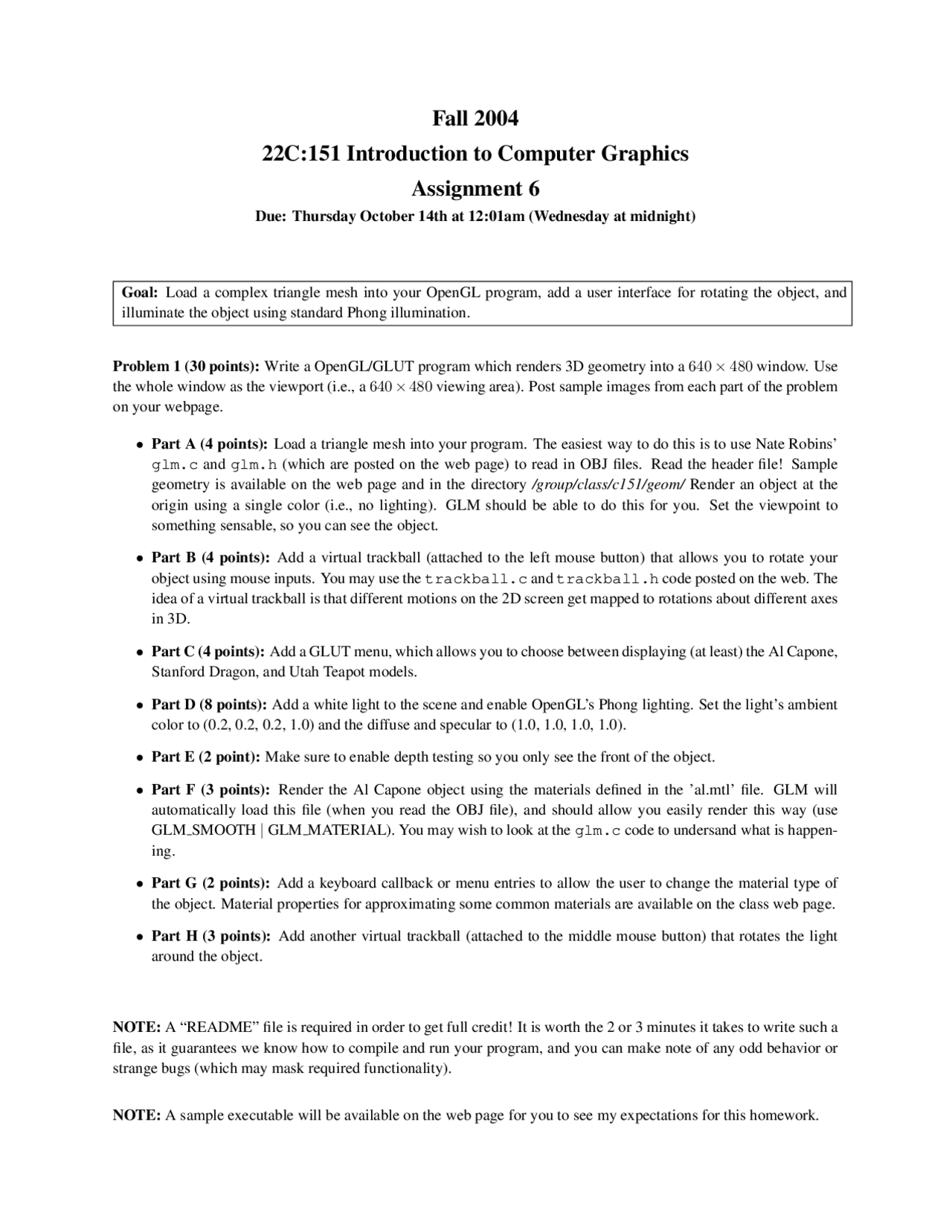Assignment 6 Practice Problems On Computer Graphics 22c 151 Docsity