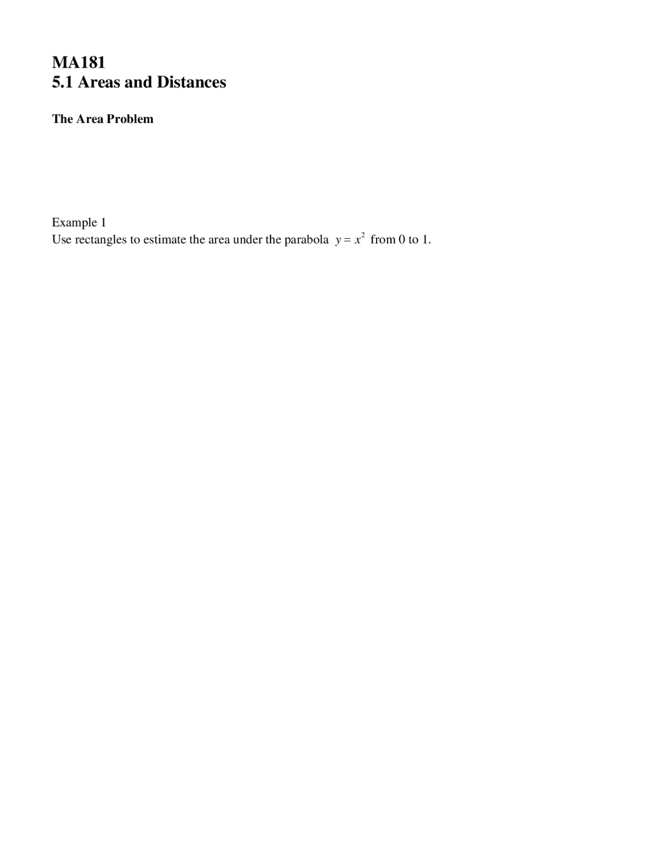 Practice Assignment 5 Areas And Distances Ma 181 Docsity