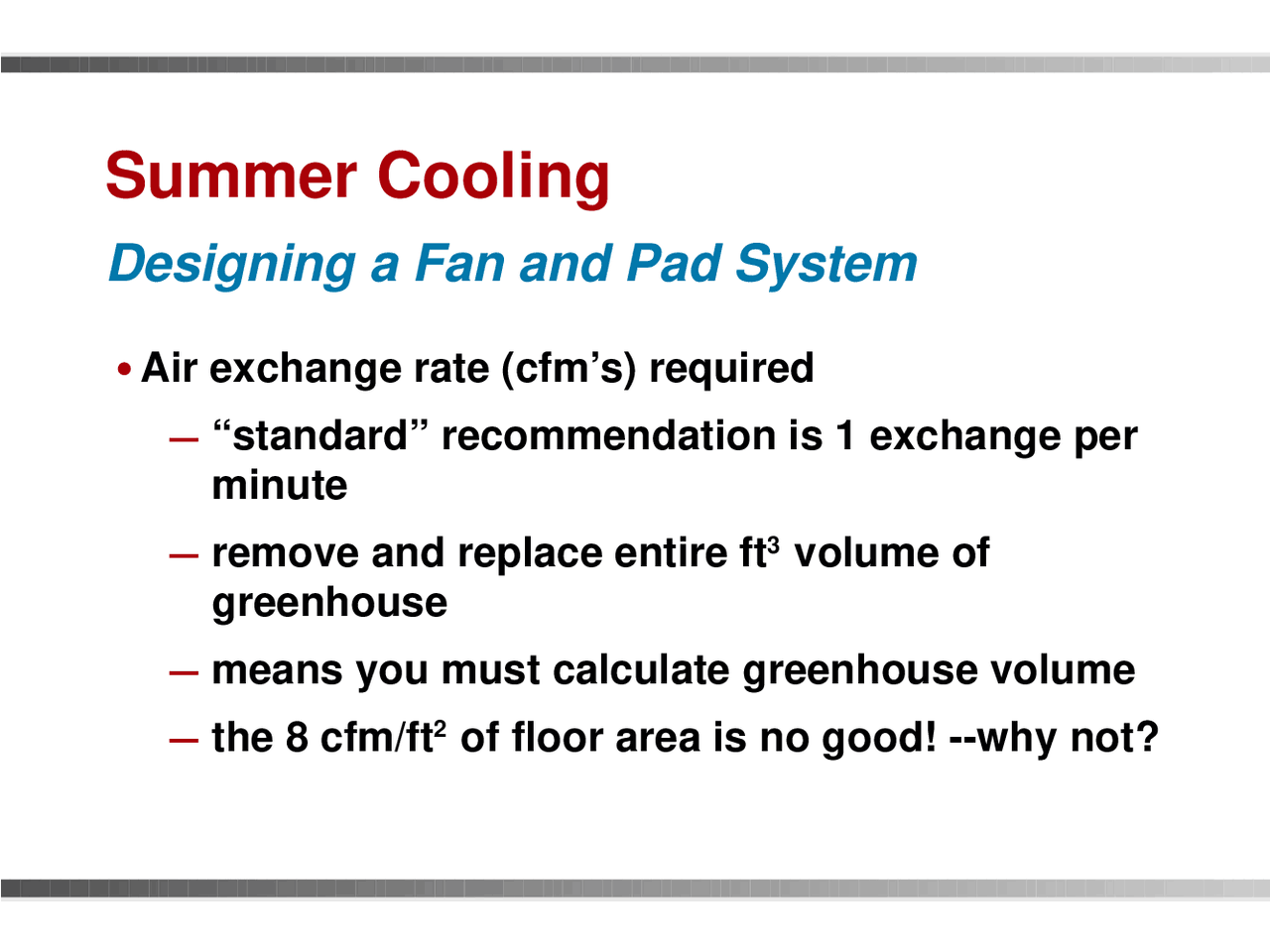 Designing a Fan and Pad System - Lecture Slides | HORT 4050 - Docsity
